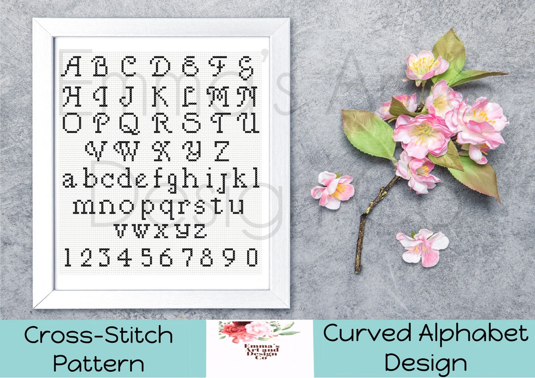 Curved Alphabet Cross Stitch Pattern, Modern Cross-stitch Pattern ...