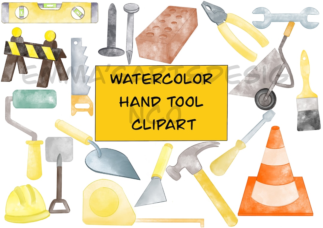 Watercolour Hand Tool Clipart, Digital Clipart, Hand Painted ...
