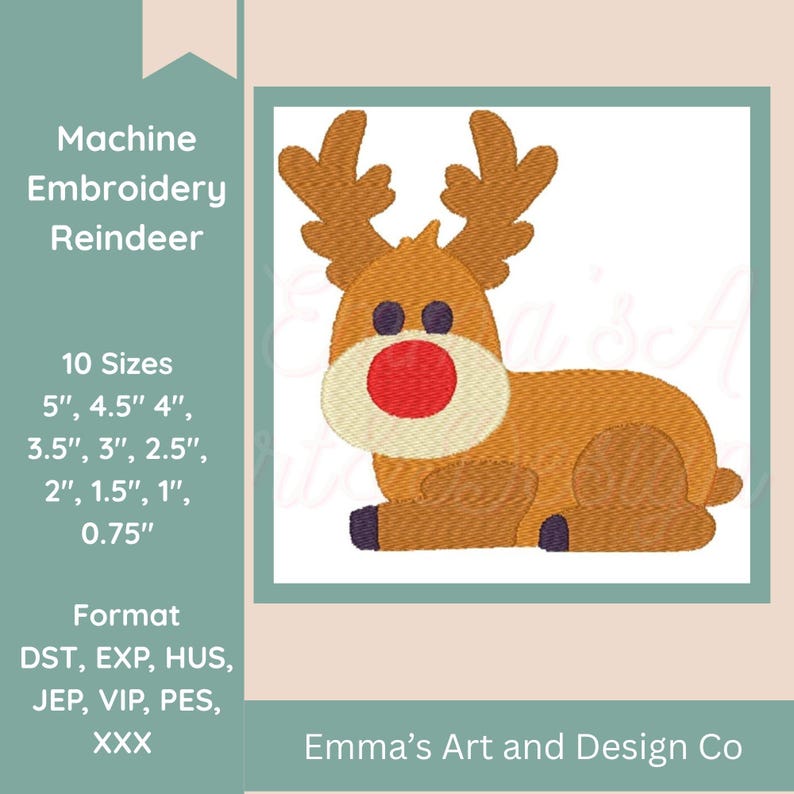 Reindeer Machine Embroidery Design, Christmas Holiday Stitch (digital ...
