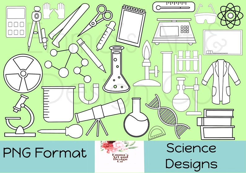 Science Digital Stamps, School PNG Clipart, Science Teacher Clipart ...