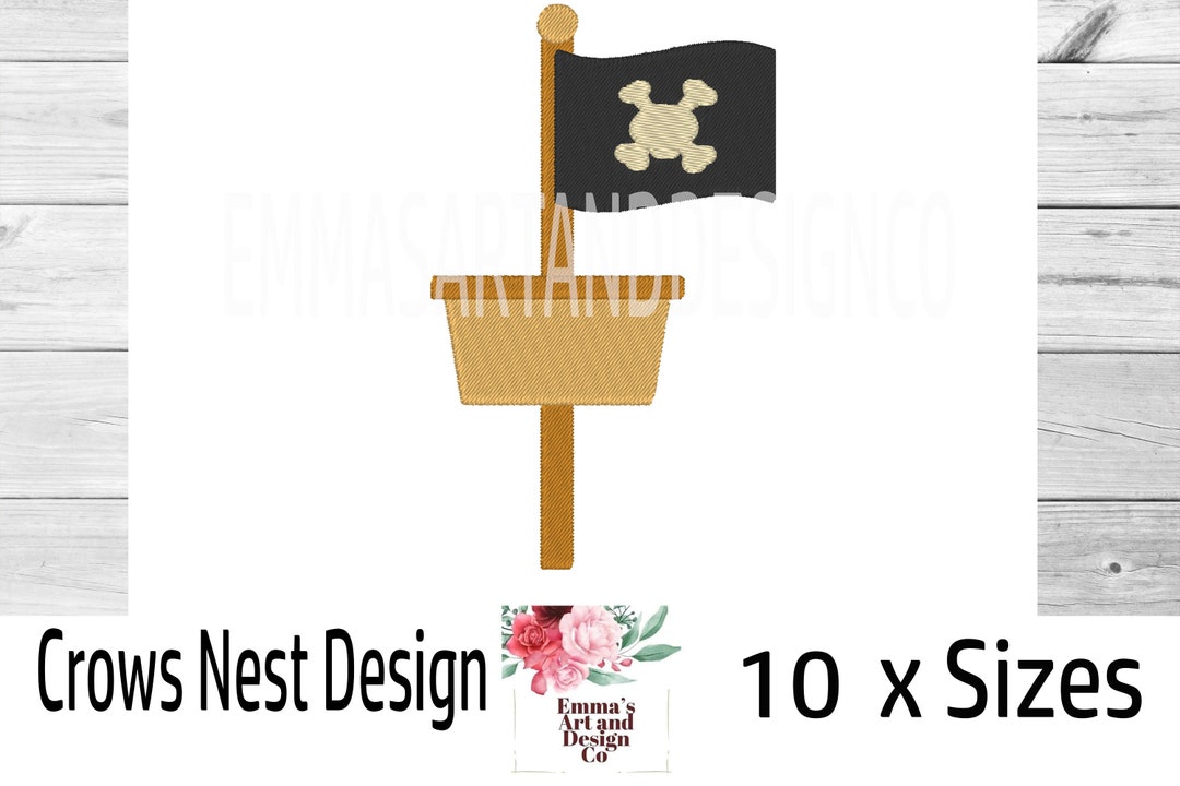 Crows Nest Machine Embroidery Design, Pirate Crows Nest Embroidery ...