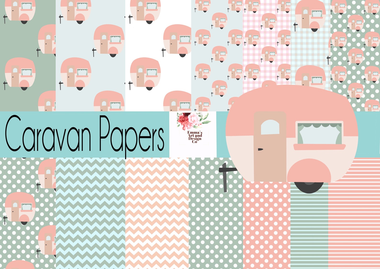 Caravan Digital Backgrounds Caravan Digital Download Caravan - Etsy
