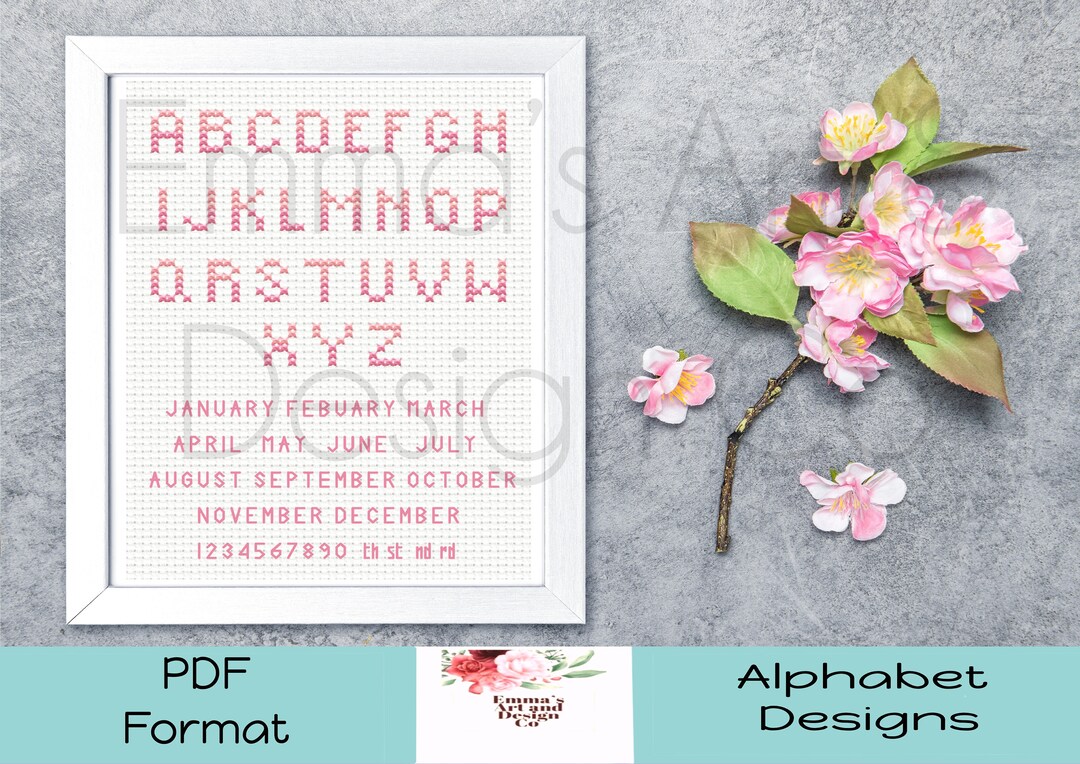 Small Alphabet Cross Stitch Pattern, Month Cross-stitch Pattern, Cross ...