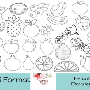Fruit Clipart, Fruit Digital Stamp, Cute Fruit Clipart, Fruit Digital ...