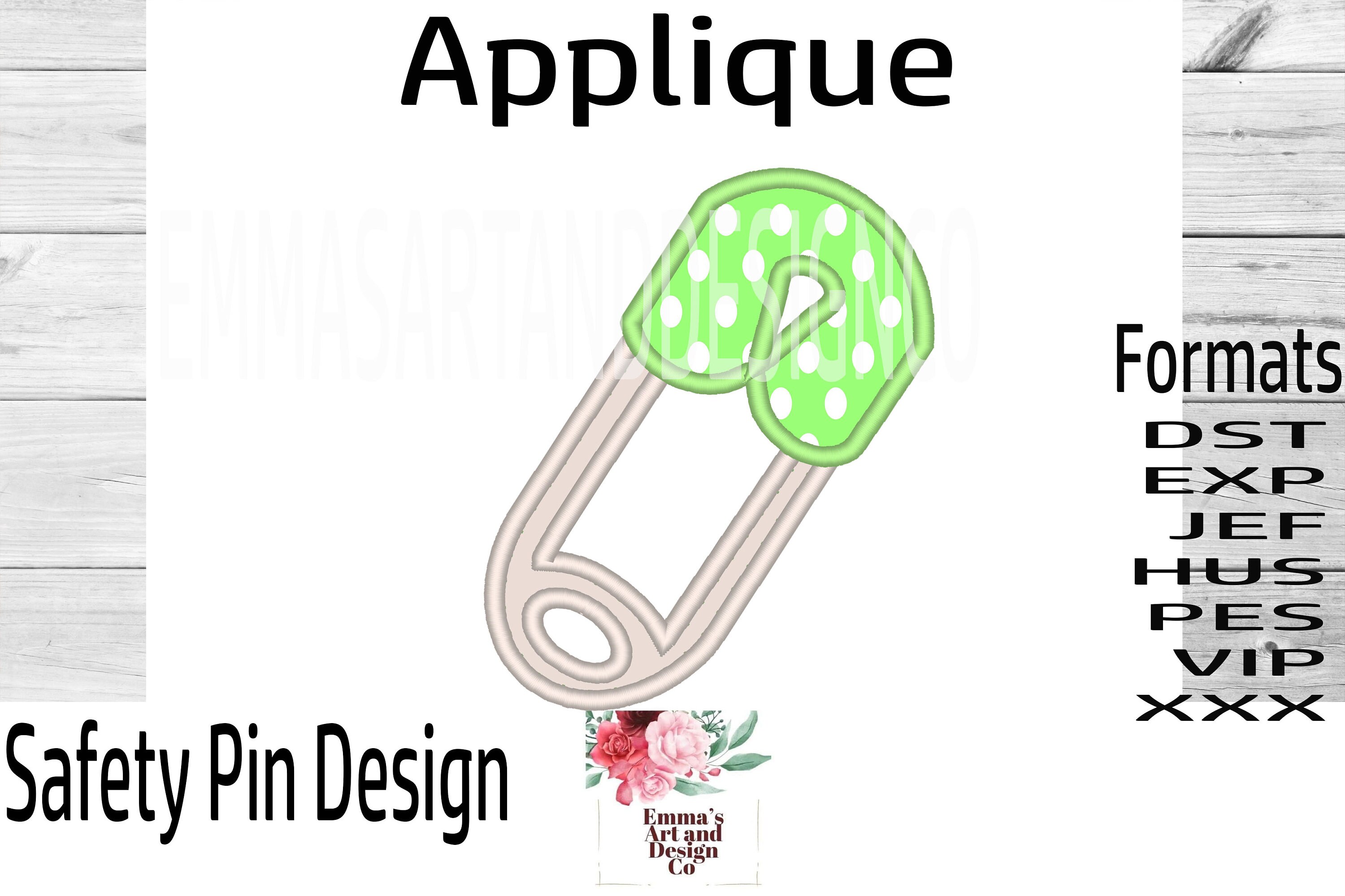 Applique Safety Pin Machine Embroidery Design Machine - Etsy