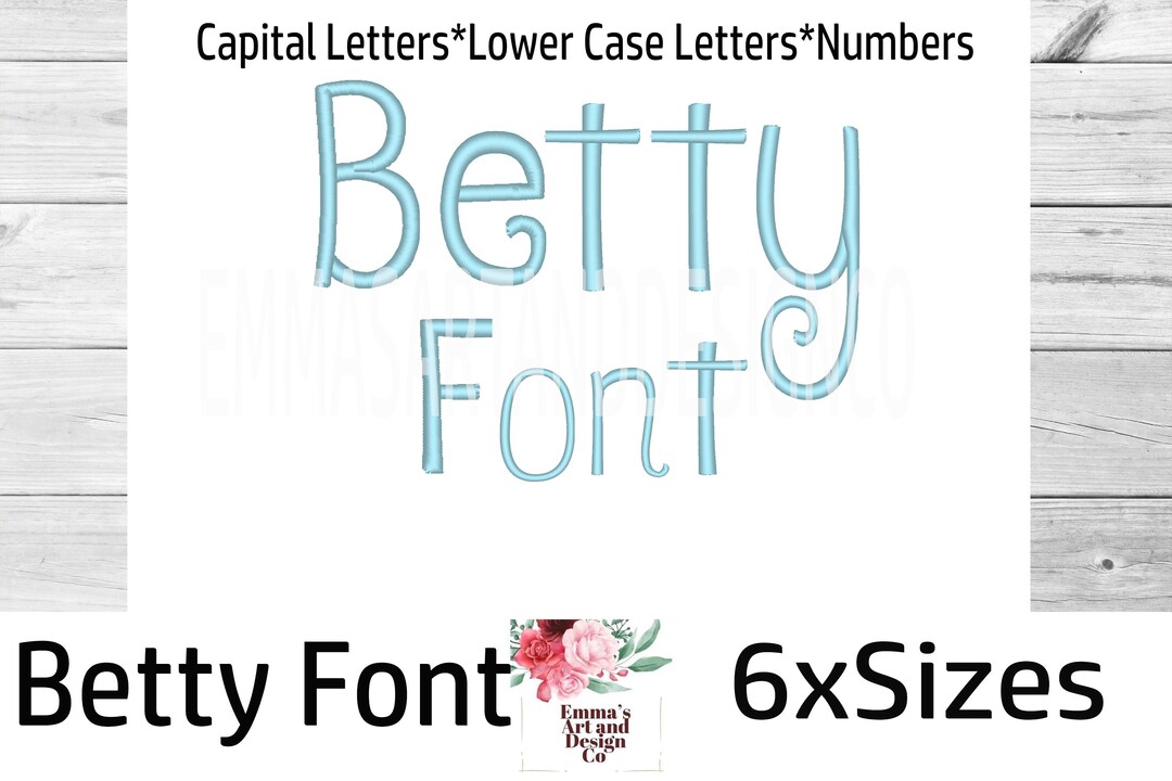 Betty Font. Machine Embroidery Font, Machine Embroidery Betty Font ...