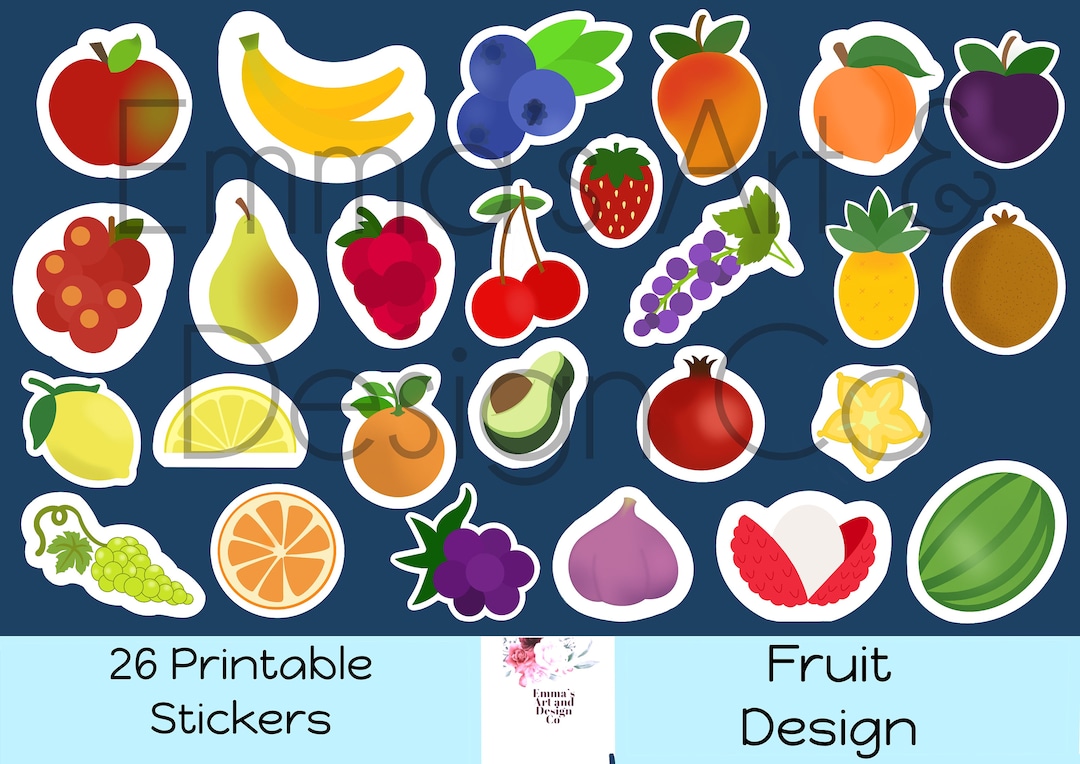 Fruit Stickers, Printable Fruit Sticker, Fruit Sticker, Food Sticker ...