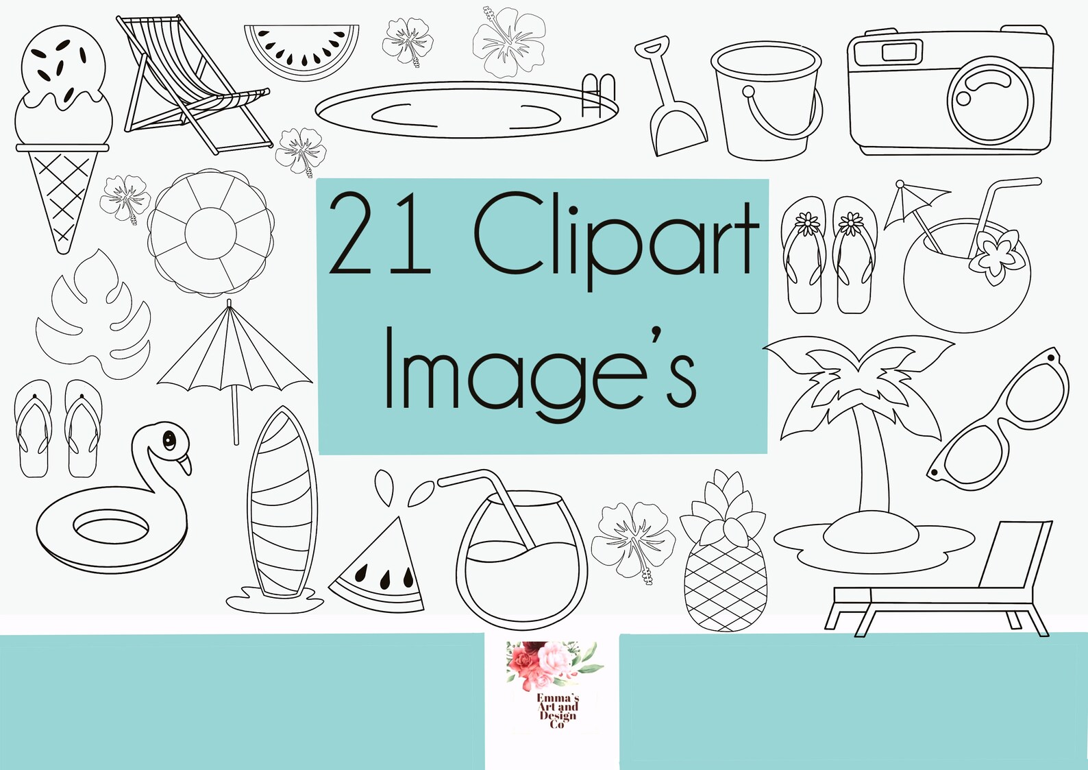 Summer Digital Stamps Summer PNG Clipart Summer Clipart | Etsy