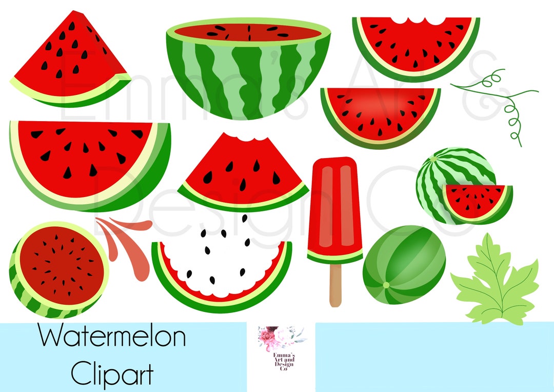 Watermelon Digital Stamps,fruit Clipart, Watermelon Clipart Image’s ...