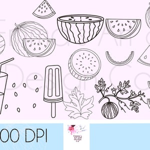 Watermelon Digital Stamps,fruit Clipart, Watermelon Clipart Image’s ...