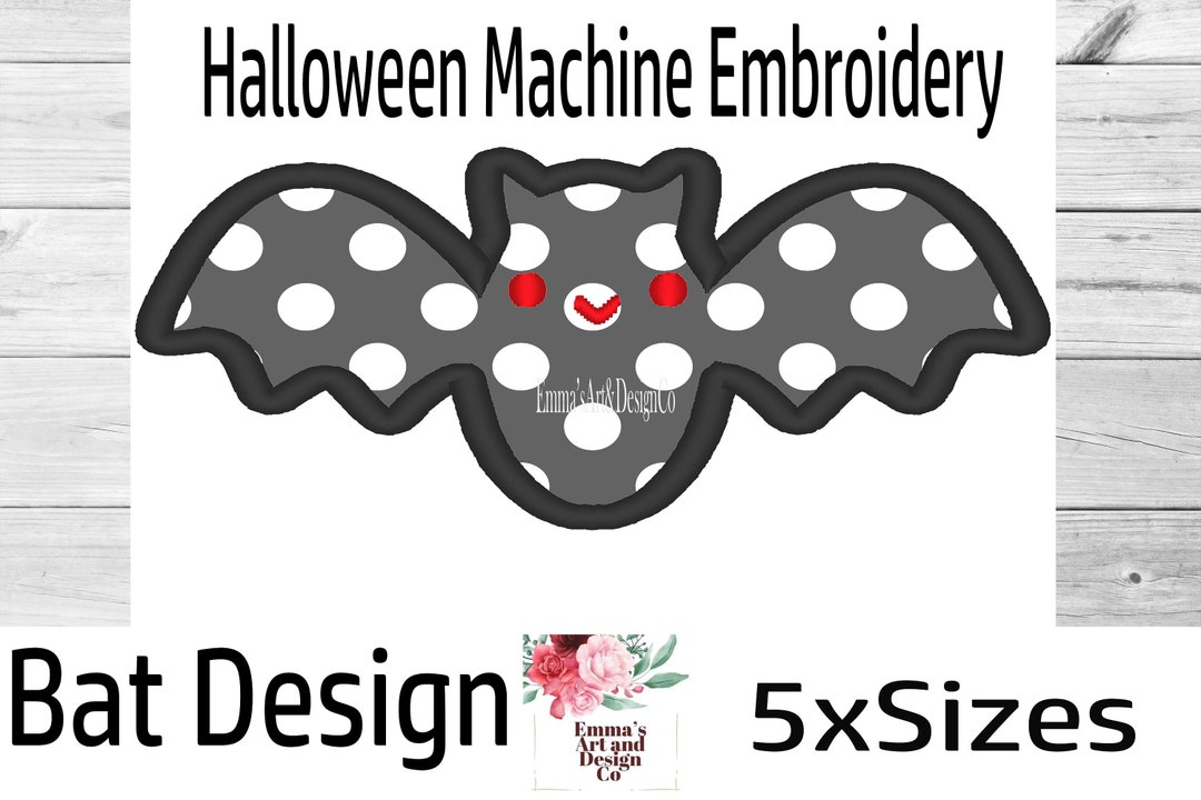 Bat Embroidery Design, Bat Applique, Bat Mini Embroidery, Bat Design ...