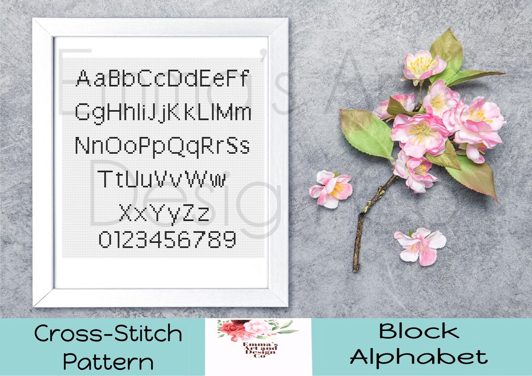 Block Font Cross Stitch Pattern, Alphabet Cross-stitch Pattern, Letter ...