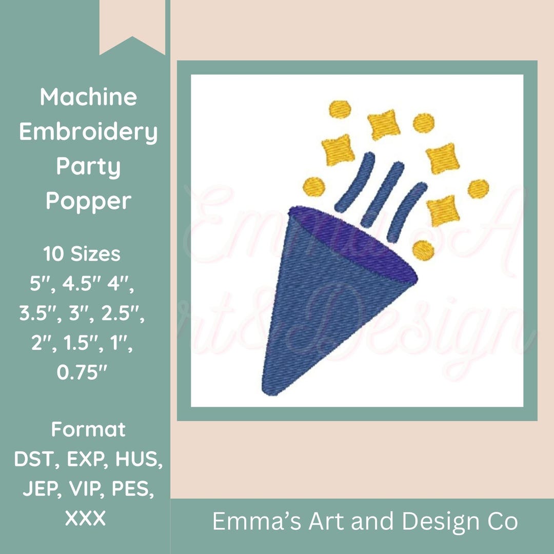 Party Popper Embroidery Design, Confetti Poppers for Parties ...