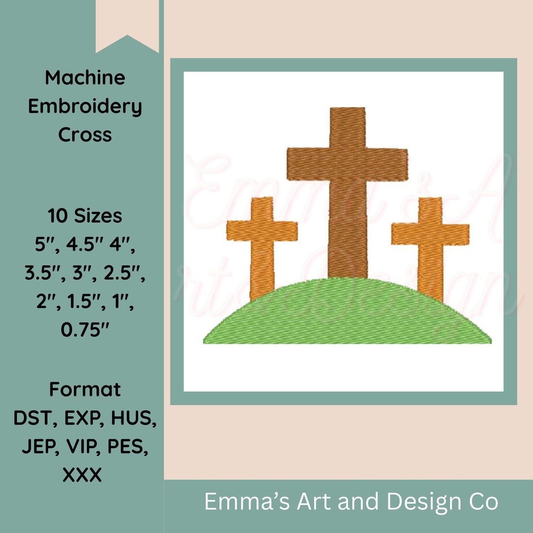 Easter Cross Machine Embroidery Design, Religious, Christian, Baptism ...