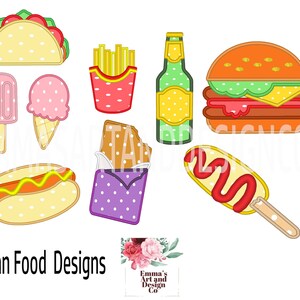 Applique Food Machine Embroidery Design, Fast Food Embroidery Design ...