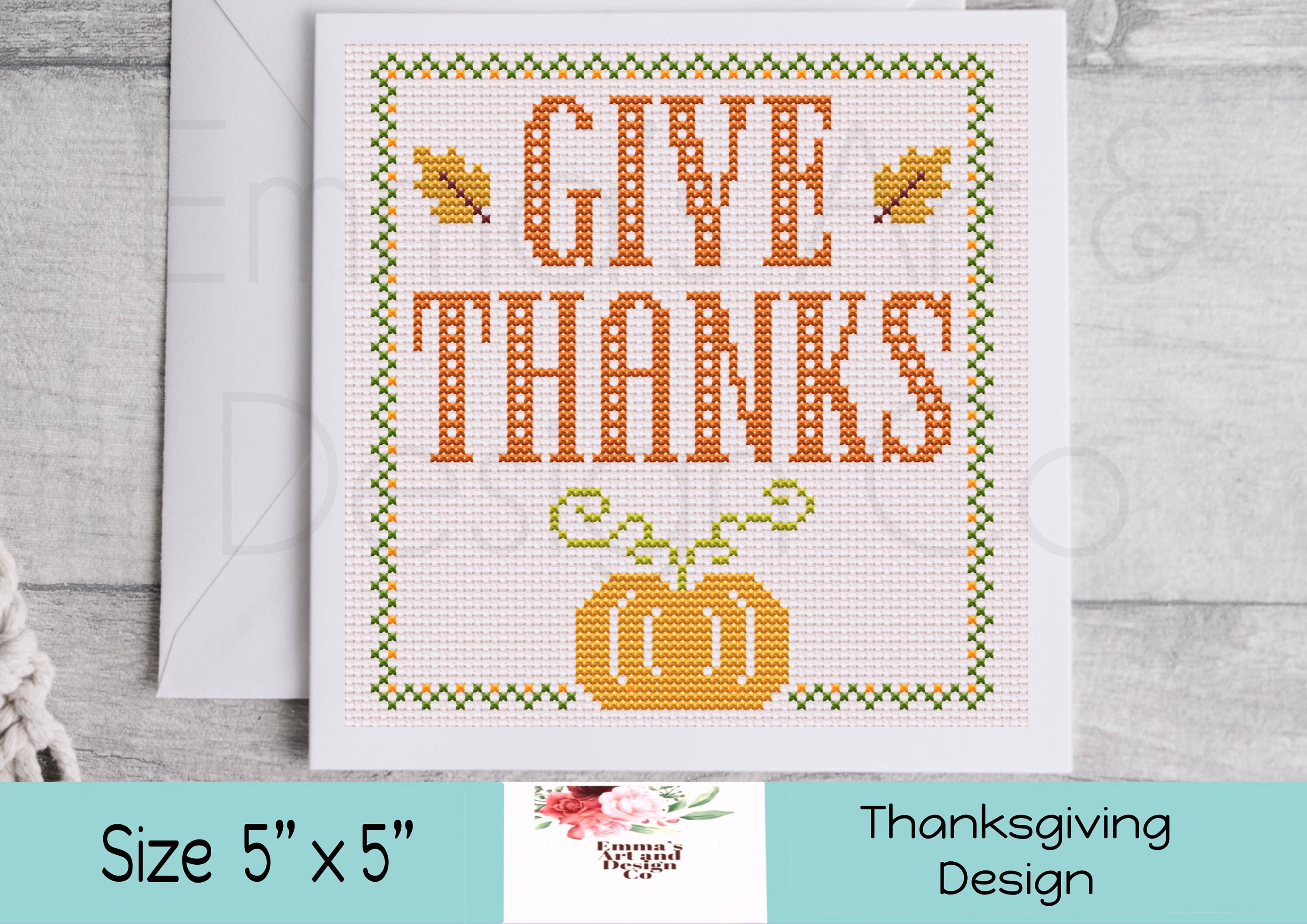 Give Thanks Cross Stitch Pattern, Modern Cross-stitch Pattern, Turkey ...