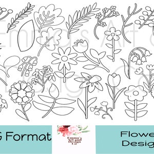 Flower Digital Stamps, Flower PNG Clipart, Floral Clipart Image’s ...