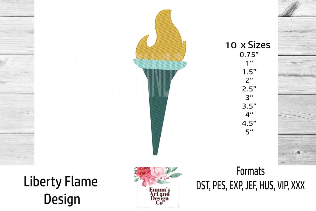 4th of July Embroidery Design, Flame of Liberty Machine Embroidery ...