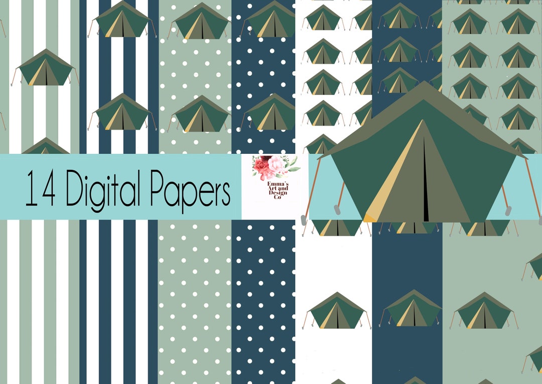Camping Digital Backgrounds, Tent Digital Download, Camping Digital ...