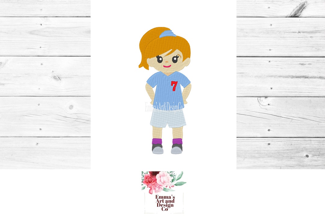 Soccer Machine Embroidery Design, Girl Footballer Design, Footie ...