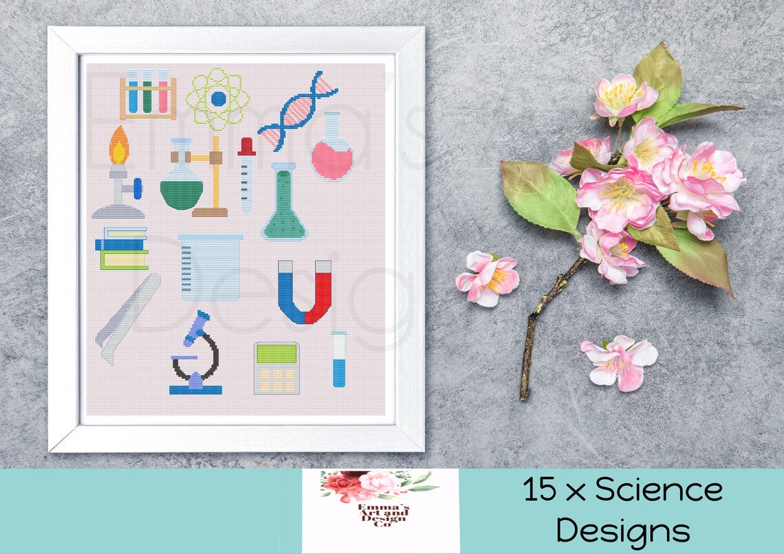 Science Cross Stitch Pattern, Back to School Cross-stitch Pattern ...