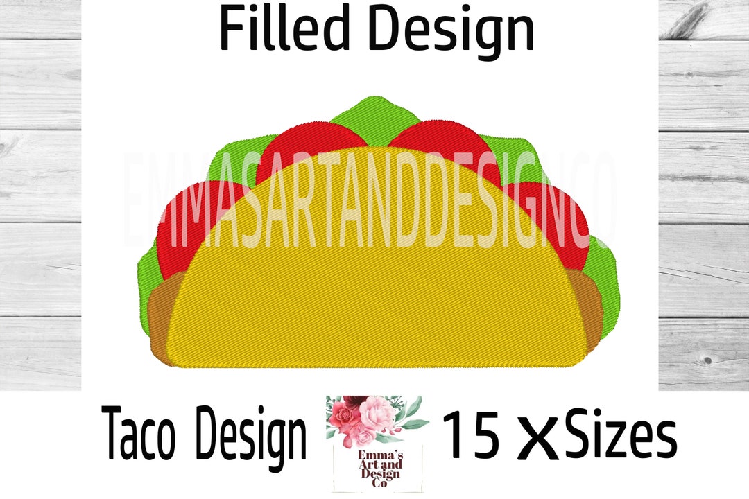 Taco Machine Embroidery Design, Taco Embroidery Design, Food Design ...