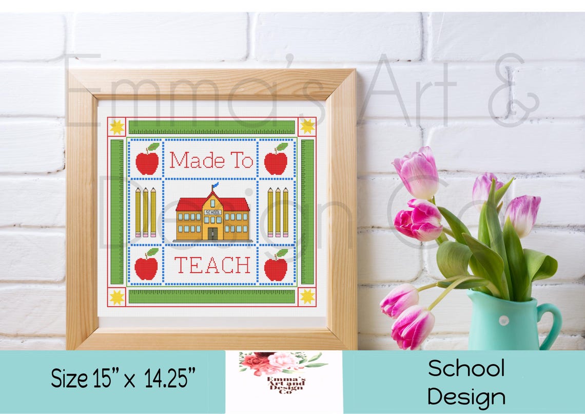 Teacher Cross Stitch Sampler Patterns, School Cross-stitch Pattern ...