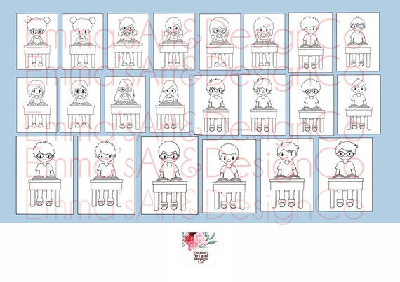 College Stamp Digi Stamp Girl Stamp School Digistamp Boy | Etsy