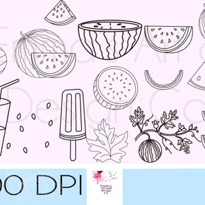 Watermelon Digital Stamps,fruit Clipart, Watermelon Clipart Image’s ...