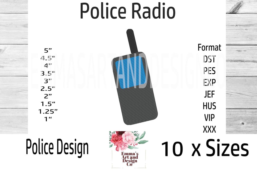 Police Radio Embroidery Design, Police Emergency Radio Machine ...