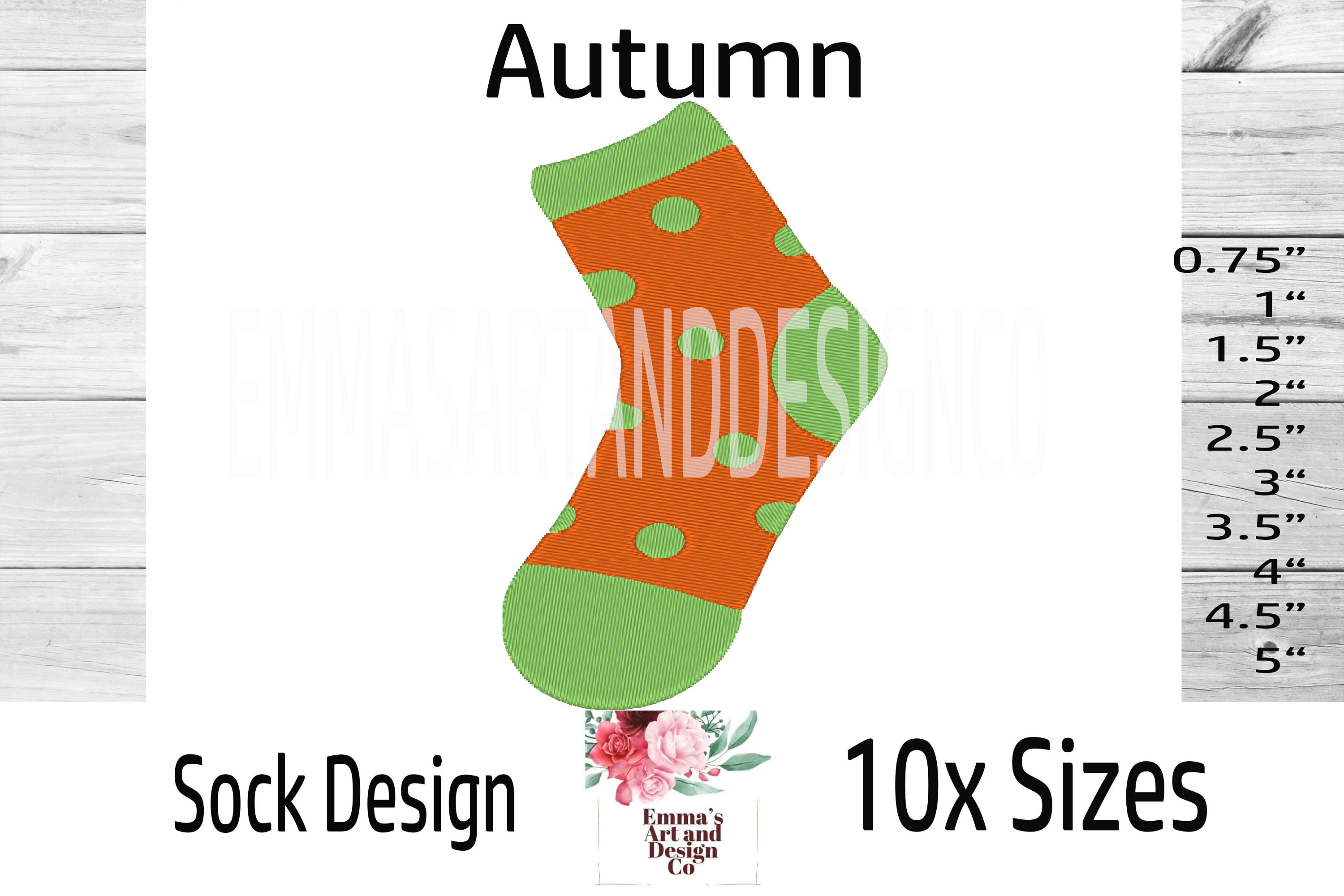 Sock Embroidery Design Fall Machine Embroidery Design Sock - Etsy