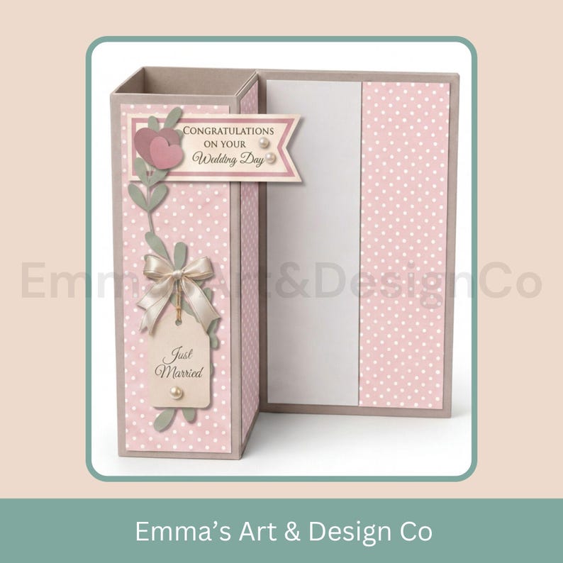 3D Square Column Wedding Card Template, Elegant Handmade Greeting Card ...
