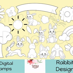 Rabbit Digital Stamps, Bunny PNG Clipart, Rabbit Clipart Images ...