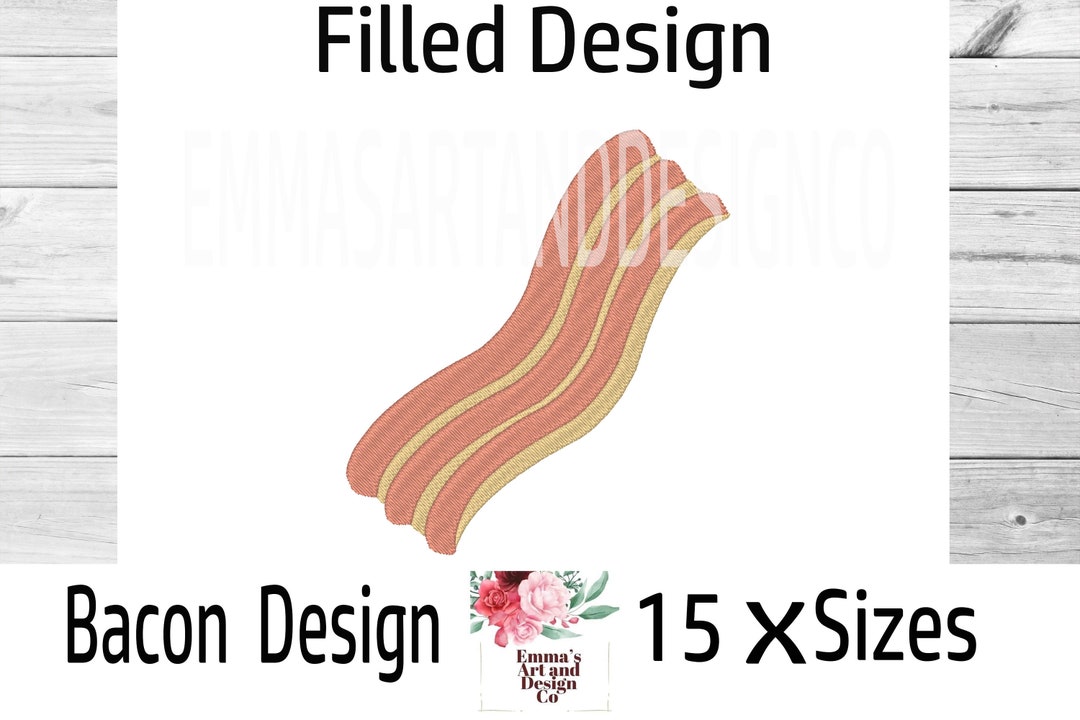 Bacon Machine Embroidery Design, Bacon Embroidery Design, Food Design ...