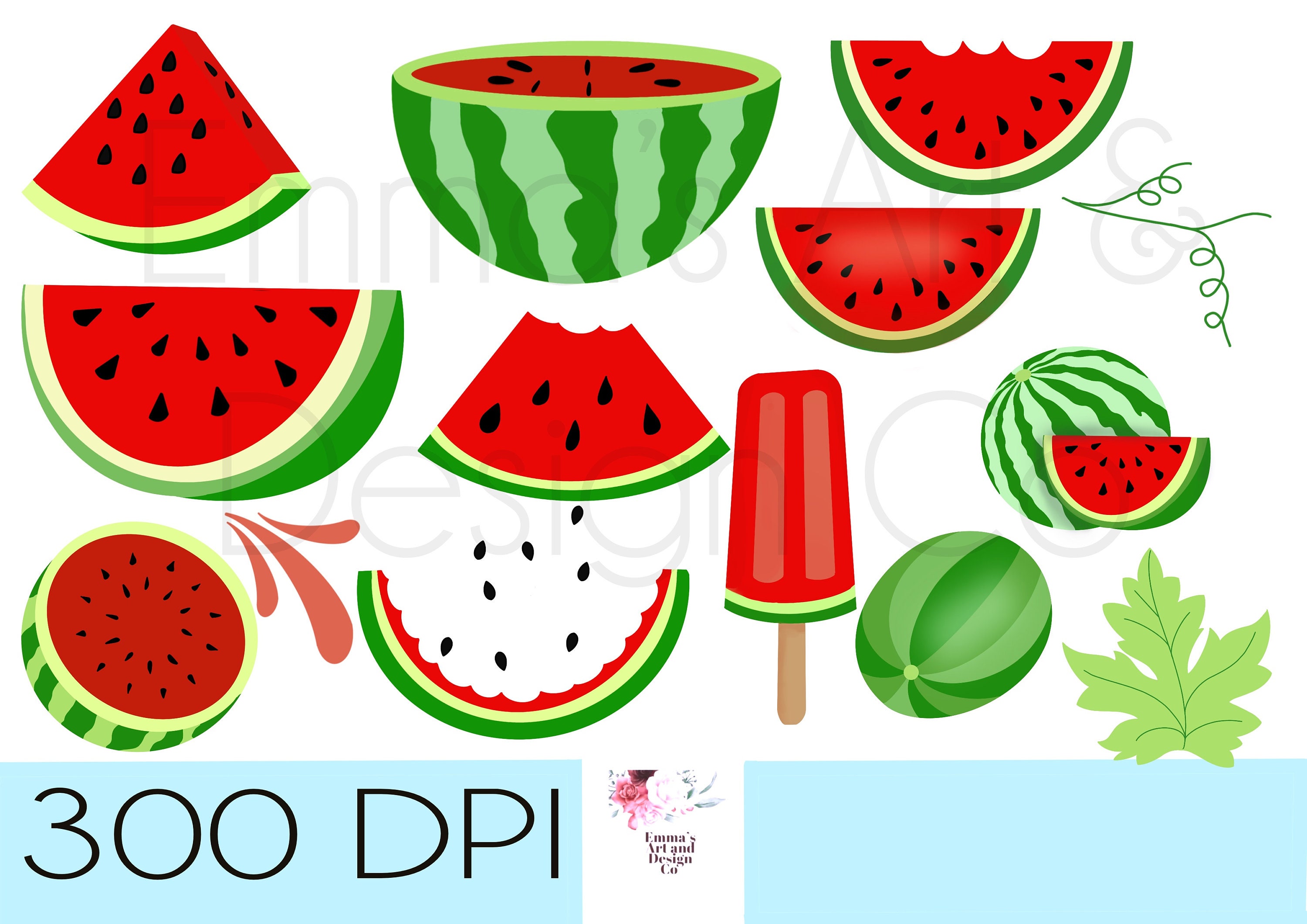 Watermelon Digital Stampsfruit Clipart Watermelon Clipart - Etsy