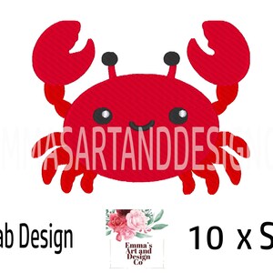 Crab Machine Embroidery Design, Cute Crab Embroidery Designs, Crab ...