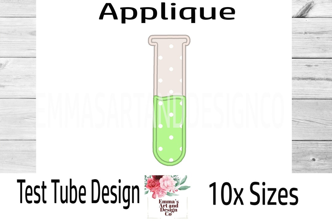 Test Tube Embroidery Design, Test Tube Applique Design, Machine ...
