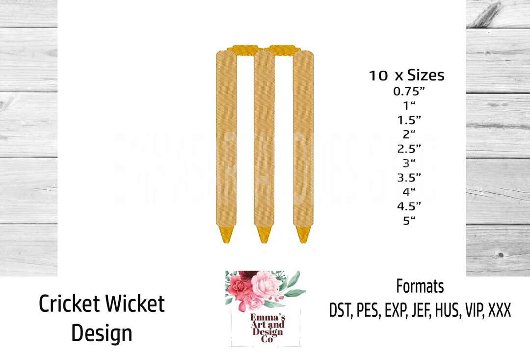 Wicket Machine Embroidery Design, Cricket Design, Stumps Machine ...