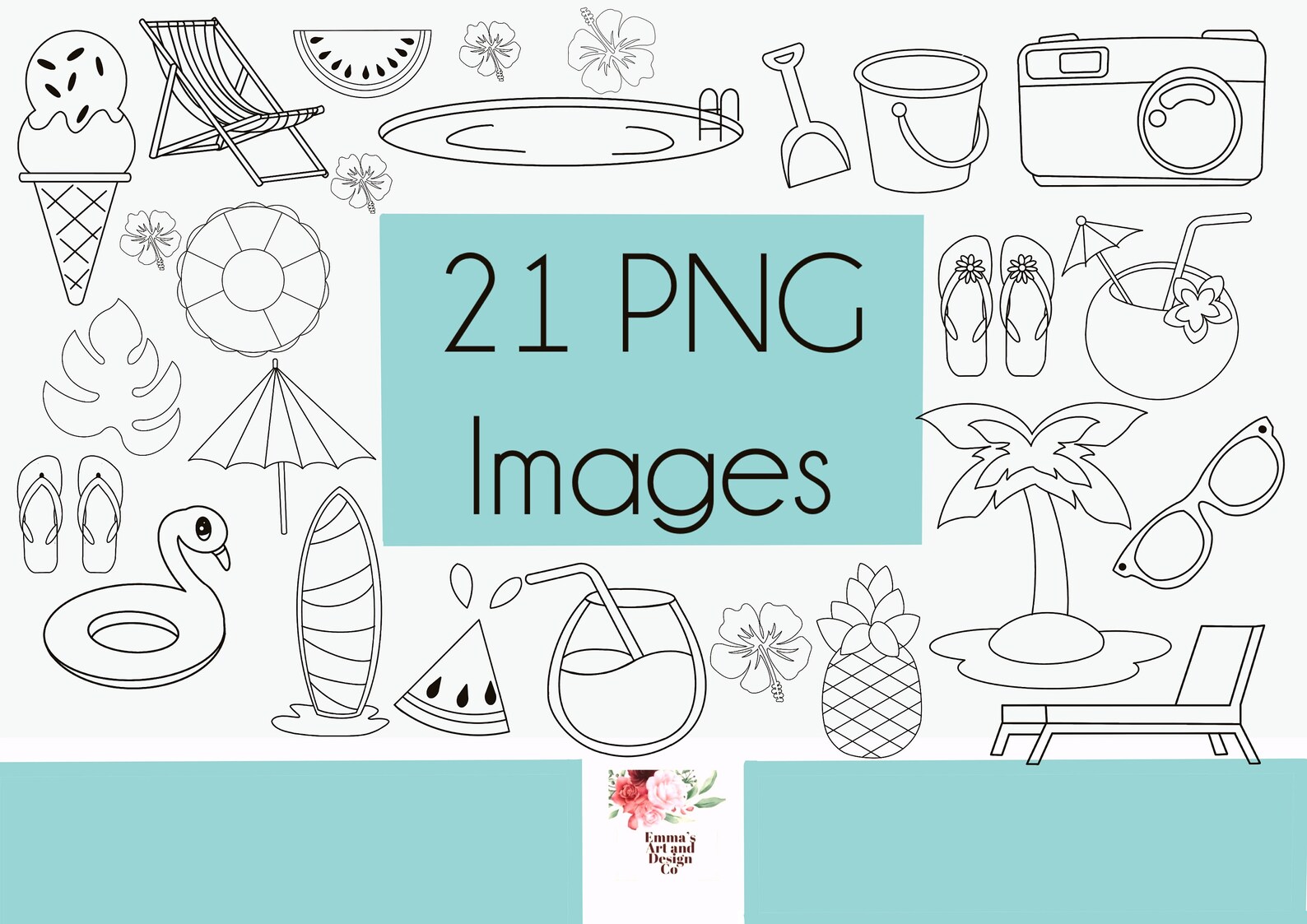 Summer Digital Stamps Summer PNG Clipart Summer Clipart | Etsy