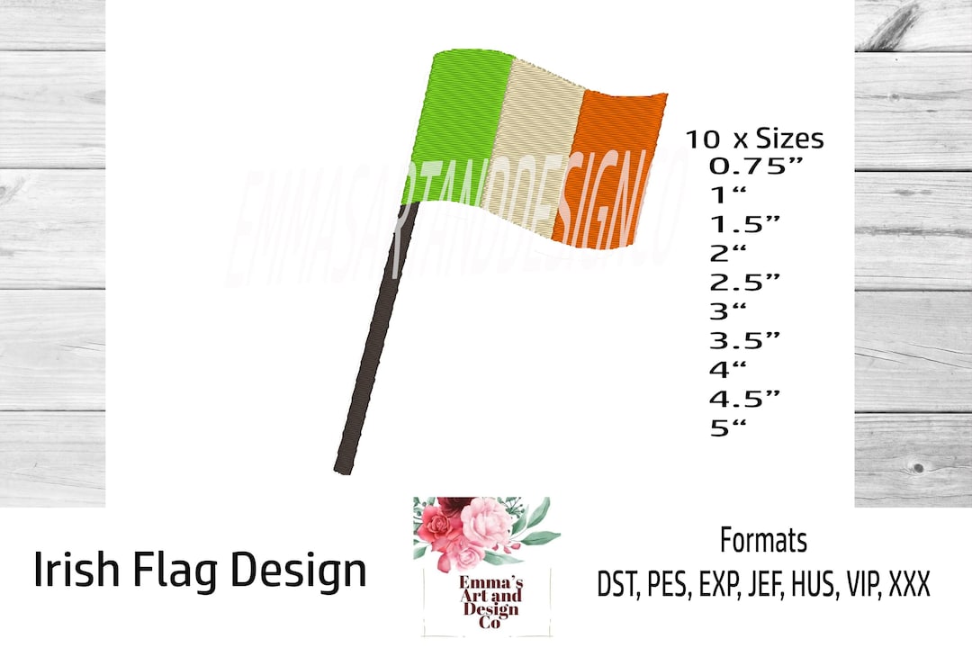 Mini Flag Machine Embroidery Design, Flag Design, Irish Flag Embroidery ...
