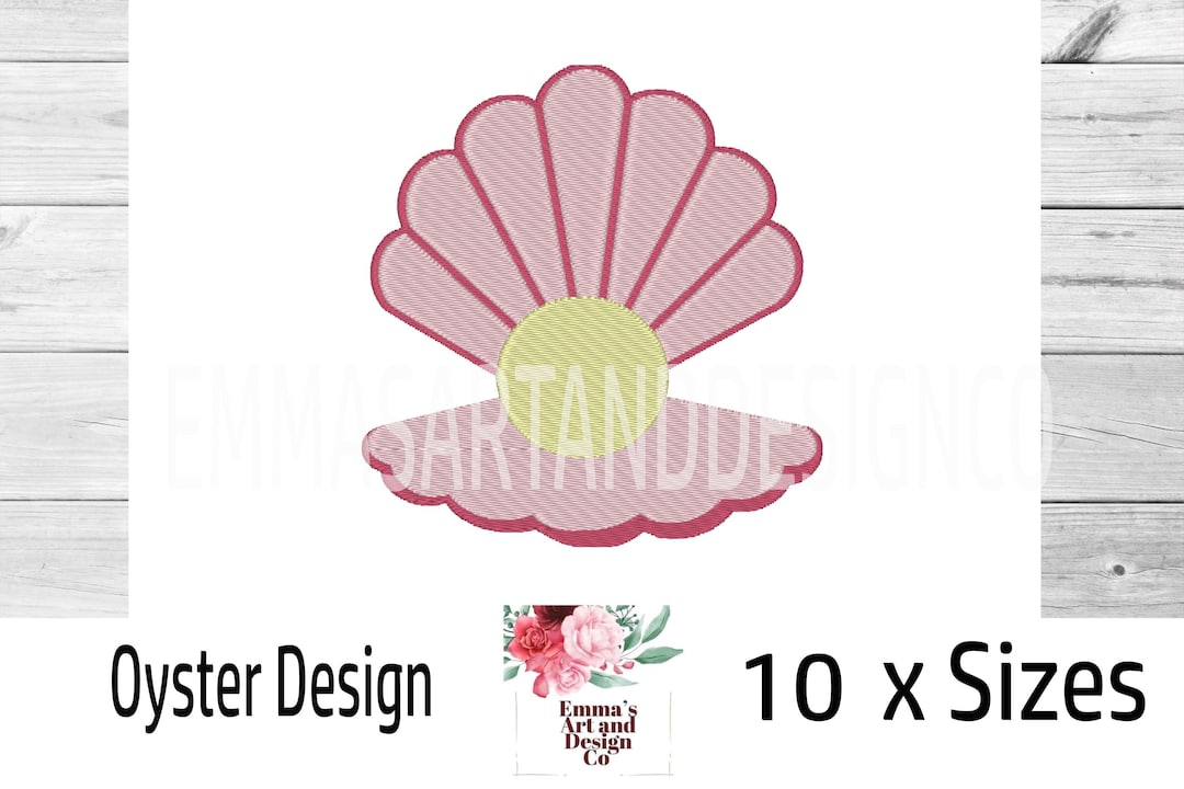 Oyster Machine Embroidery Design, Cute Oyster Embroidery Designs, Shell ...