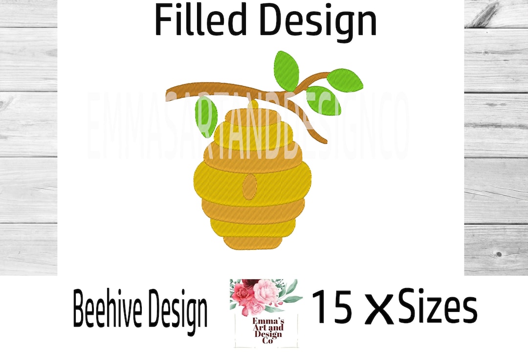 Beehive Machine Embroidery Design, Bumblebee Hive Machine Embroidery ...