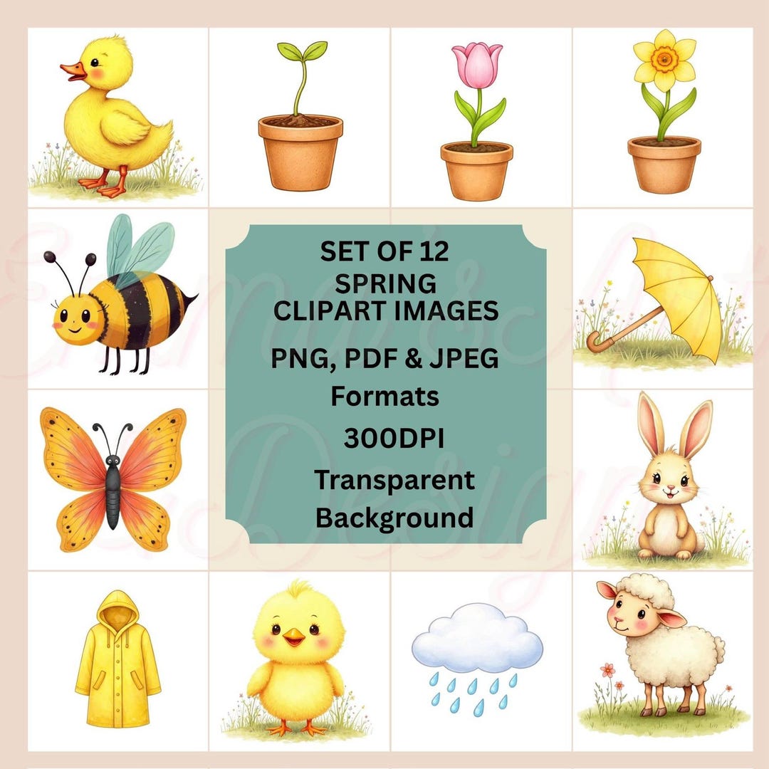 Spring Animal Clipart Bundle, Nursery Easter Graphics (digital Download ...