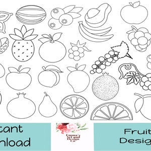 Fruit Clipart, Fruit Digital Stamp, Cute Fruit Clipart, Fruit Digital ...