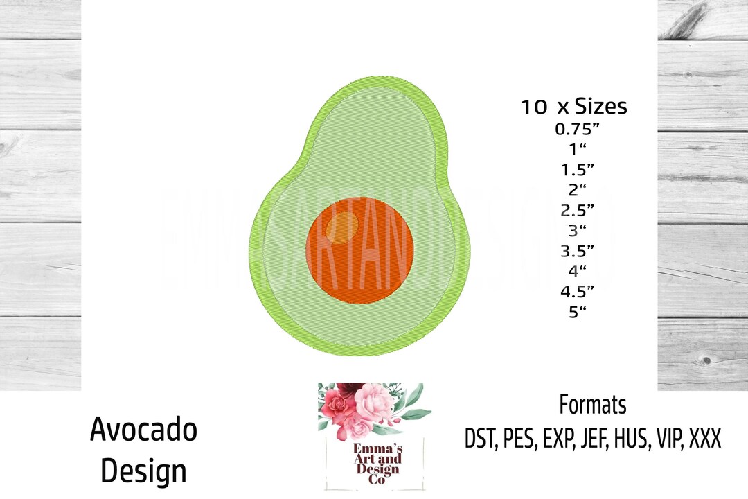 Avocado Embroidery Design, Avocado Machine Embroidery, Mexican Machine ...