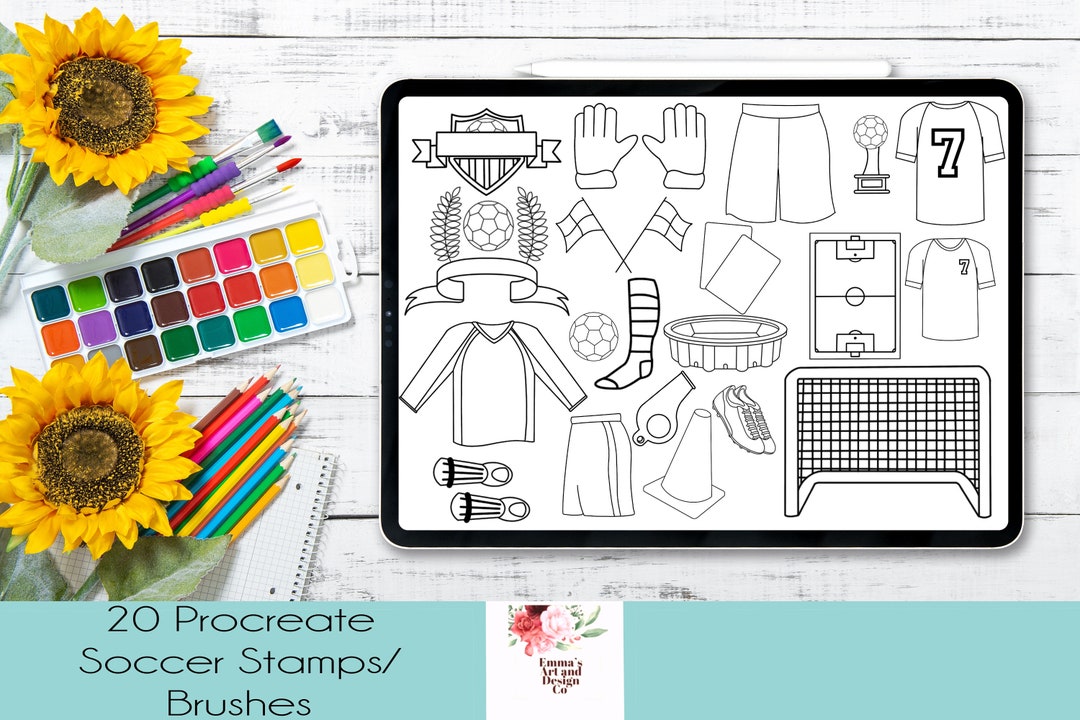 20 Soccer Procreate Stamps, Procreate Brushes, Procreate Brush Set ...