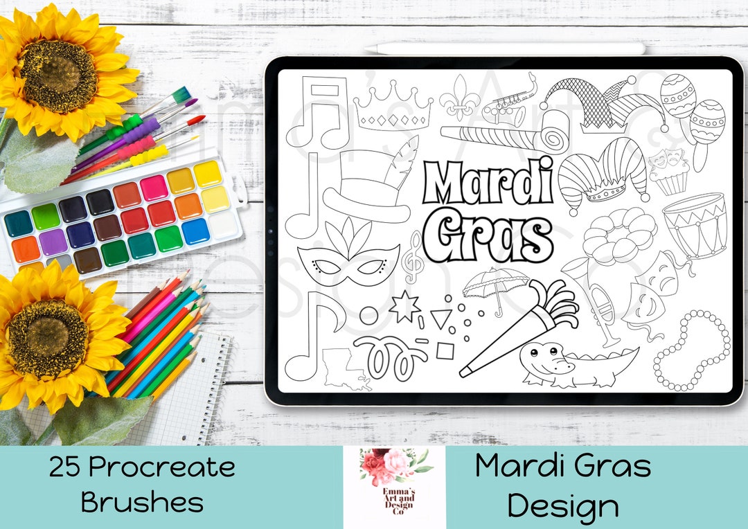 Procreate Mardi Gras Stamp, Procreate Mardi Gras Brush, Brushes for ...
