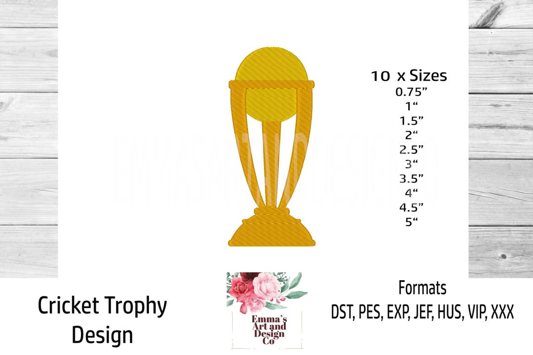 Cricket Trophy Machine Embroidery Design, Cricket Design, Cricket ...