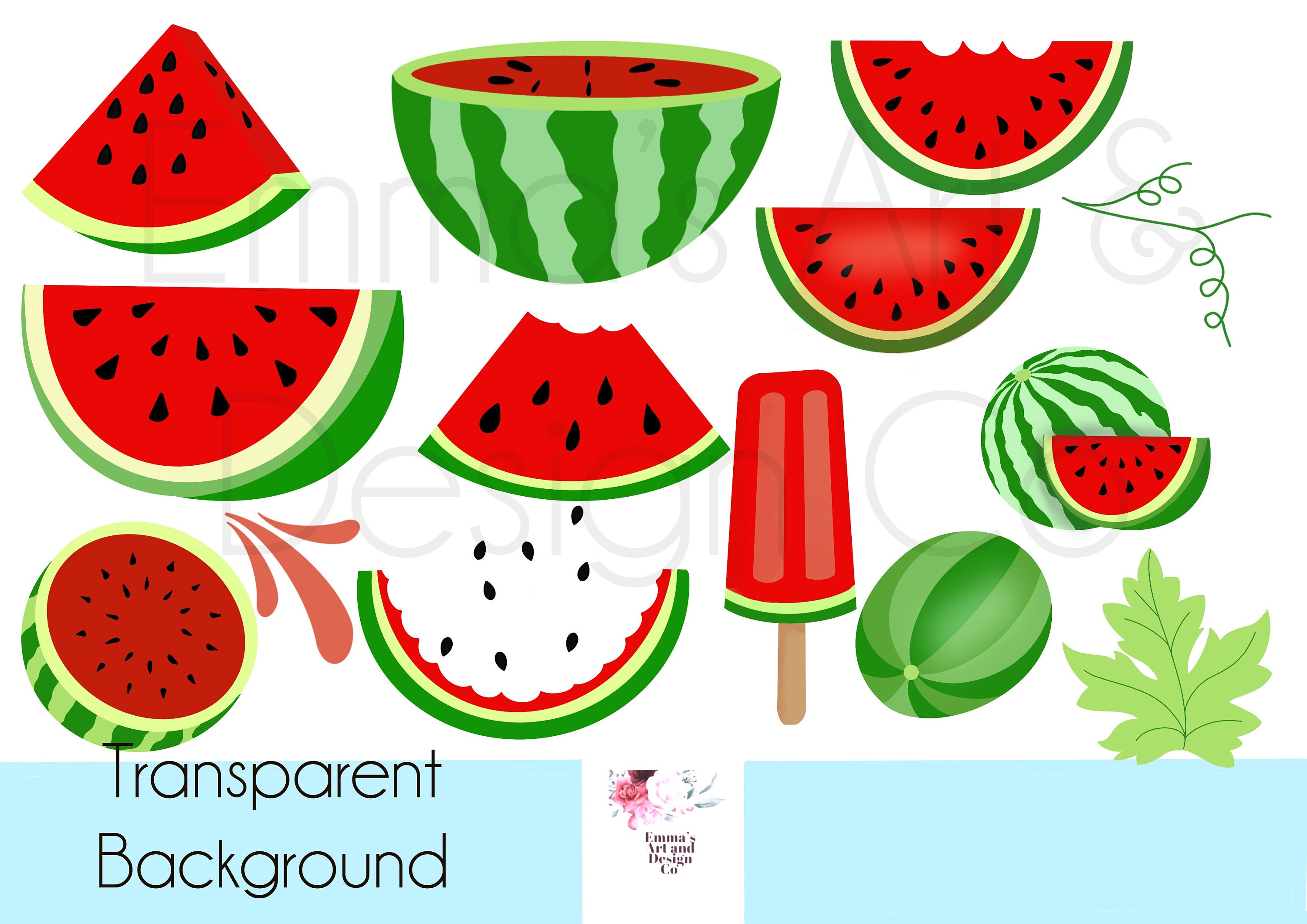 Watermelon Digital Stampsfruit Clipart Watermelon Clipart - Etsy