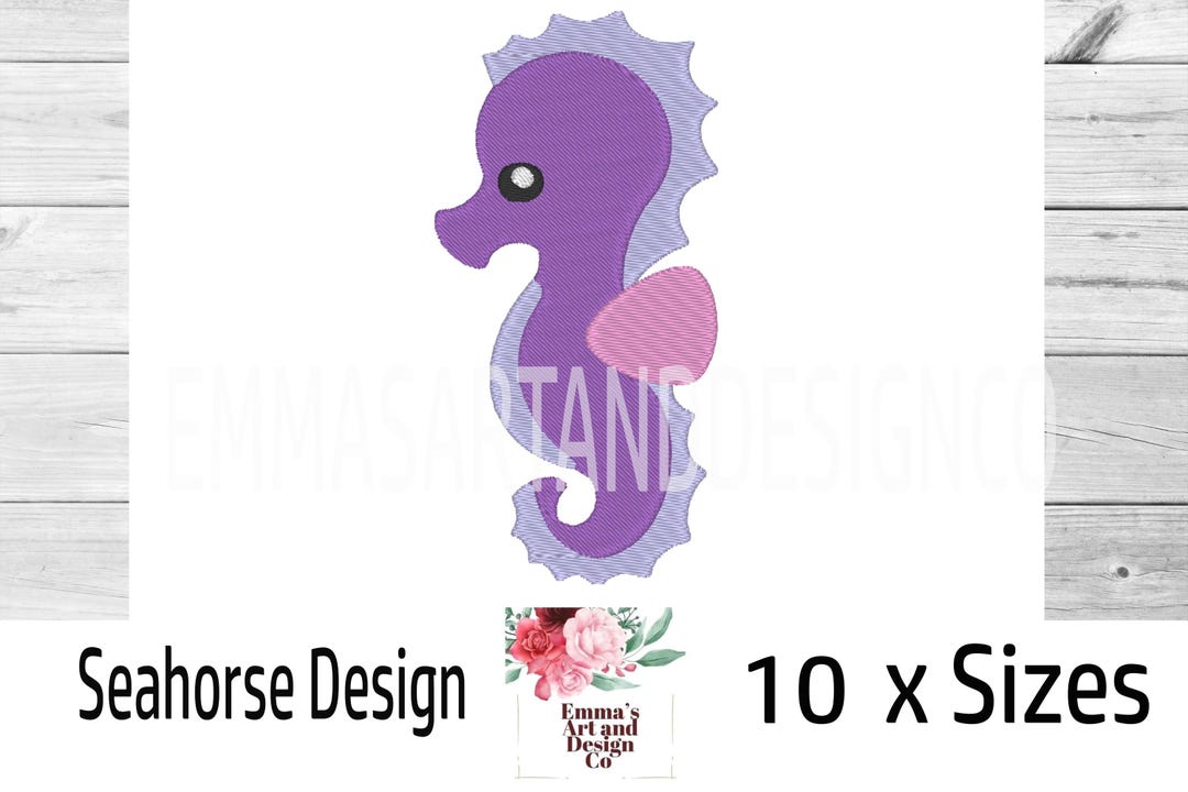 Seahorse Machine Embroidery Design, Cute Seahorse Embroidery Designs ...